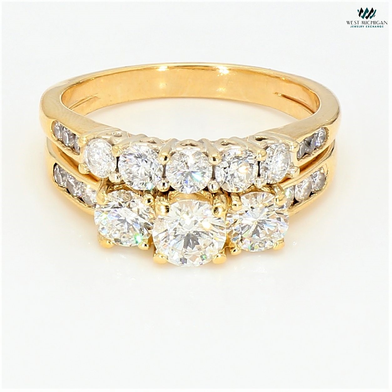 14K Yellow Gold Diamond Bridal Ring Set| 0.75 CT Center| 3.00 CT TDW| 8 ...