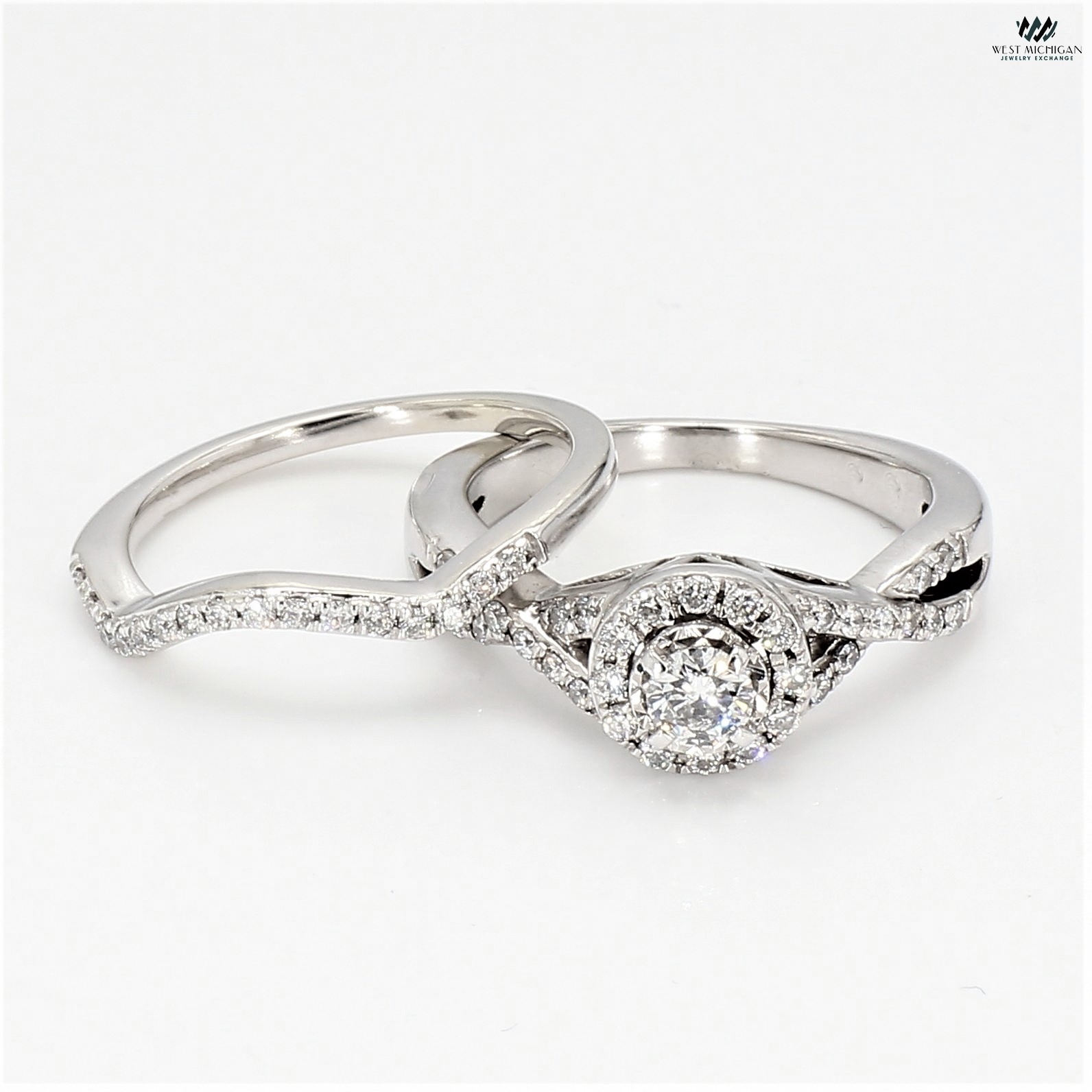 10K White Gold Diamond Bridal Ring Set| 1.00 CT TDW| 5.5 Grams| Size 6 ...