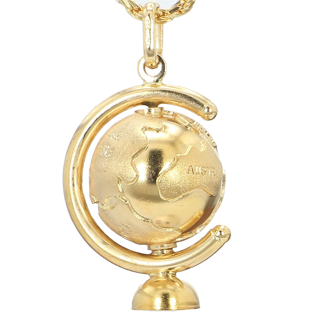 14K Yellow Gold Globe Charm| 6.6 Grams - P13071 - WMJE