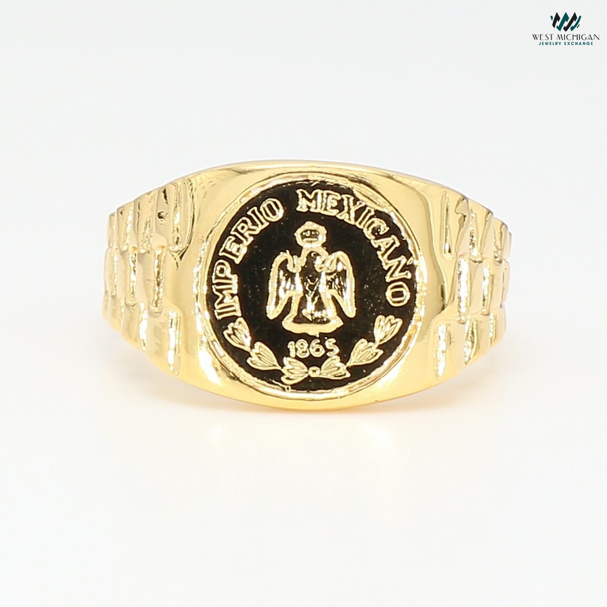 14K Yellow Gold Mexican Coin Ring| 3.70 Grams| Size 6.5" - R13190 - WMJE