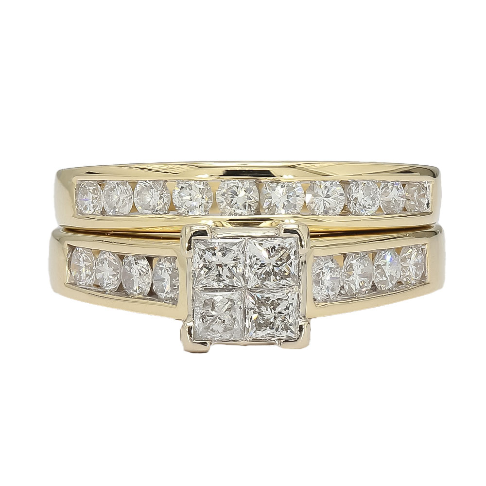 14K Yellow Gold Diamond Bridal Ring Set| 1.00 CT TDW| 8.2 Grams| Size 7 ...