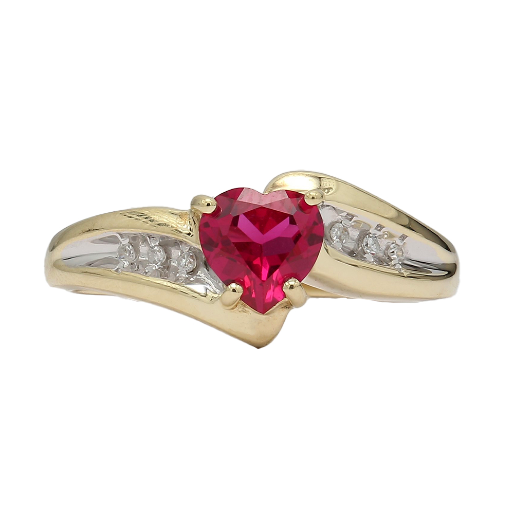 10K Yellow Gold Ruby Heart Gemstone Ring| 2.30 Grams| Size 7.25 ...