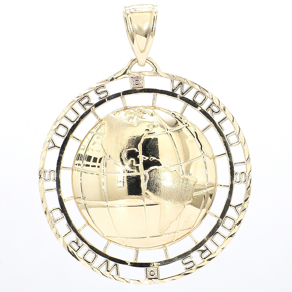 10K Yellow Gold World Map Pendant| 10.4 Grams| Width - 38.1MM| Length ...