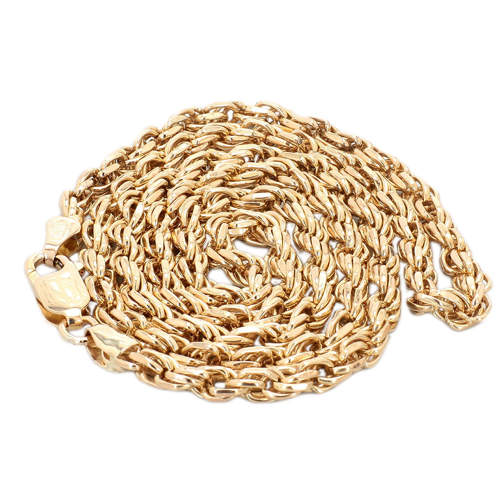 22" Rope Chain Necklace 14K Yellow Gold| 27.25 Grams| 3.4 MM - N2155A ...